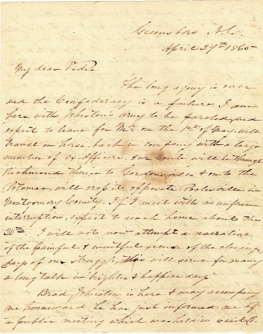 Civil War: 1865 Letter to Violet from Her Betrothed. along with story ...